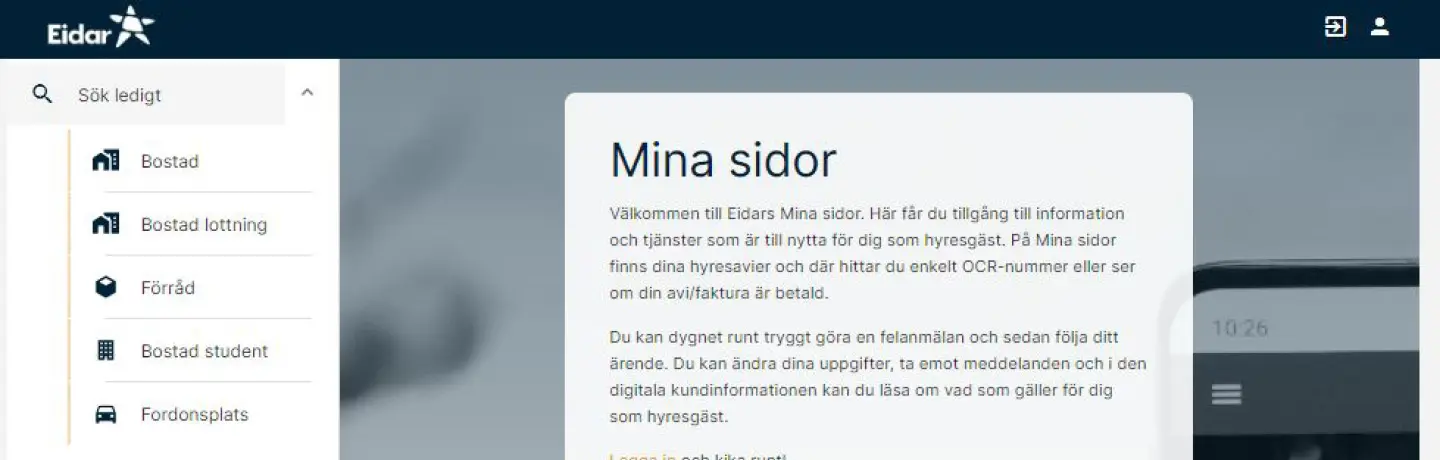 Nytt utseende på Mina sidor | Eidar.se